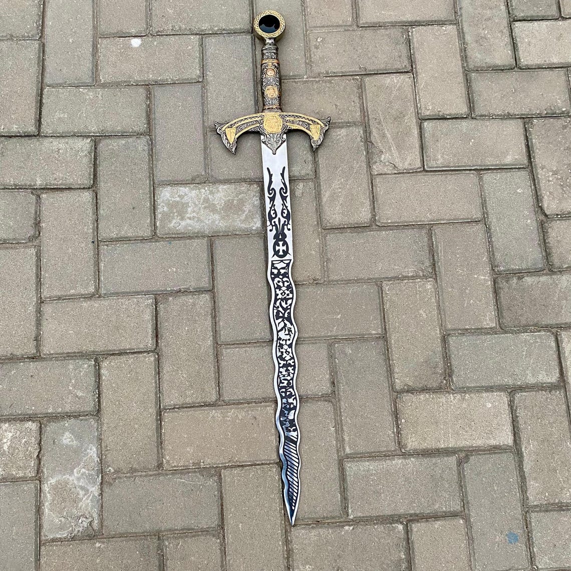 Hand Forged Once Upon a Time Excalibur Replica Sword: High Carbon Steel ...