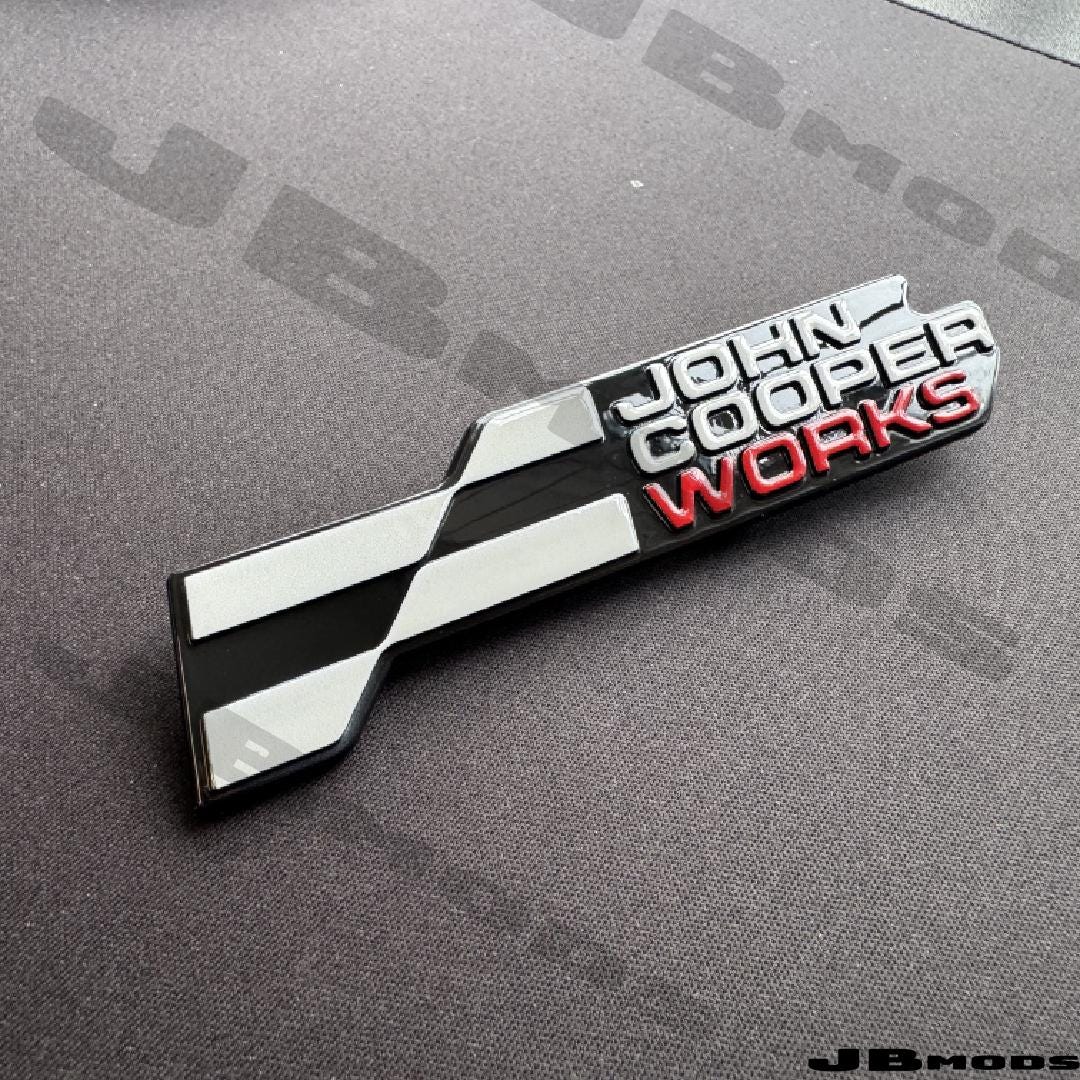 New LCI2 Style MINI John Cooper Works Badge Front JCW Gloss Black Red ...