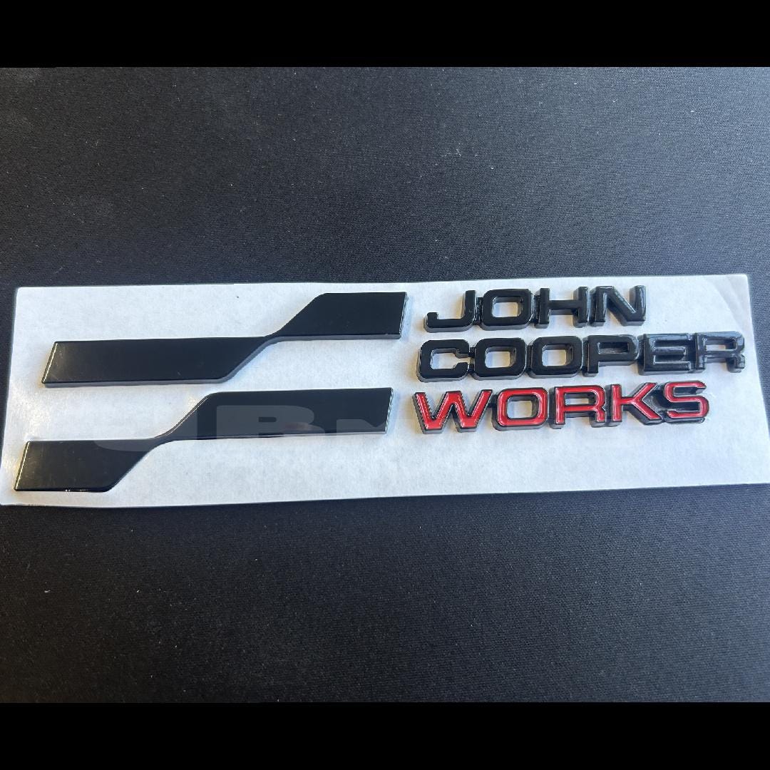 New LCI2 Style MINI John Cooper Works Badge Rear JCW Gloss Black Red ...