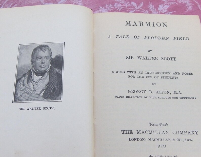 SIR WALTER SCOTT, marmion A Tale of Flodden Field, 1922, Macmillan ...