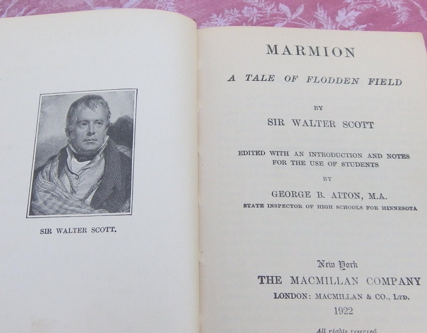 SIR WALTER SCOTT, marmion A Tale of Flodden Field, 1922, Macmillan ...