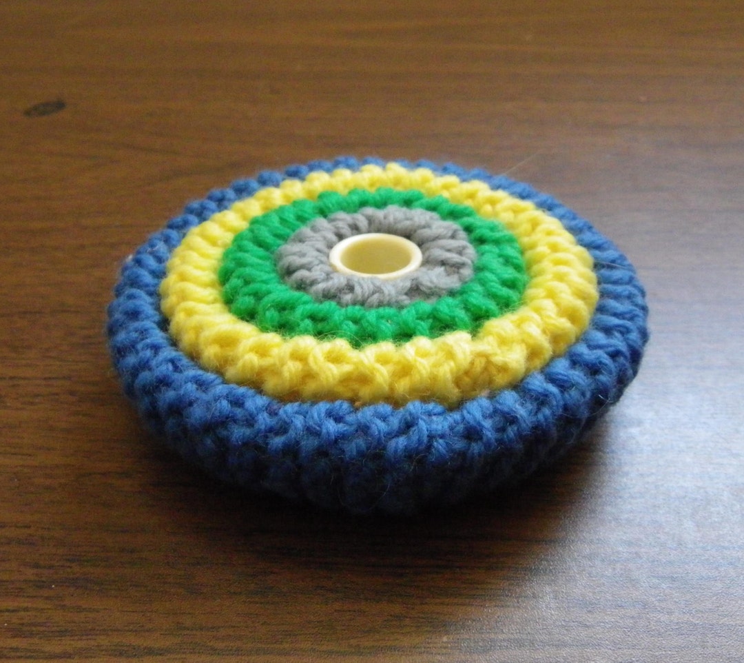 CROCHETED PIN CUSHION, Bright Colors, Plastic Thimble Center, Vintage ...
