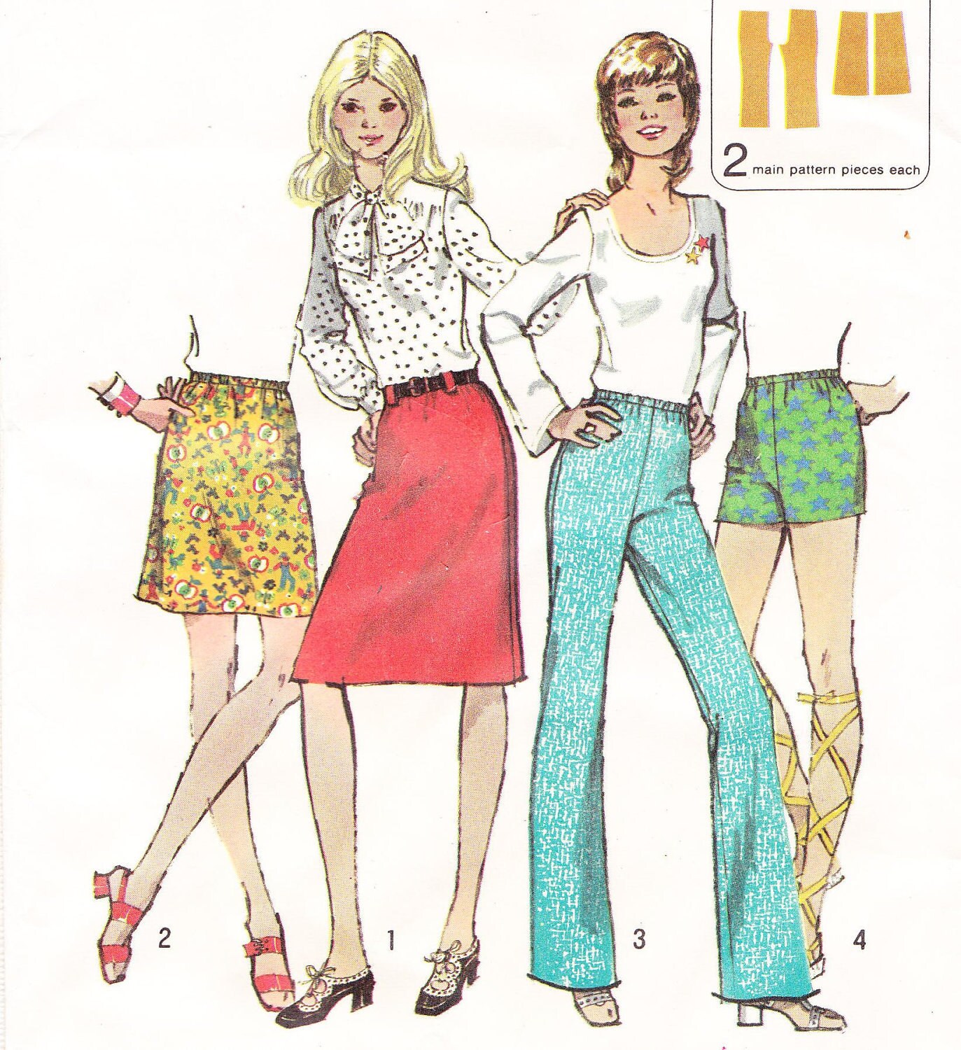 PANTS, SHORTS, SKIRT Pattern, Jiffy Simplicity 9926, 1972, Misses Size ...