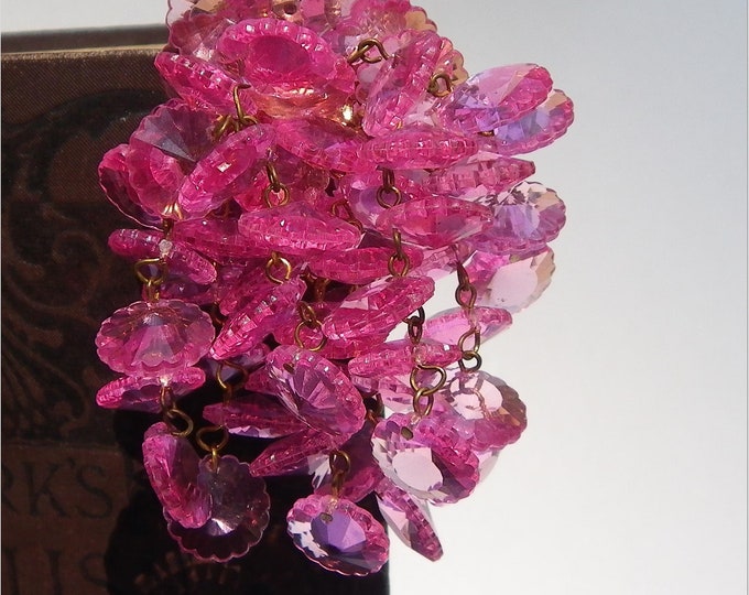 PINK LUCITE BROOCH, Atomic Waterfall Design, Plastic, 1960's Vintage ...