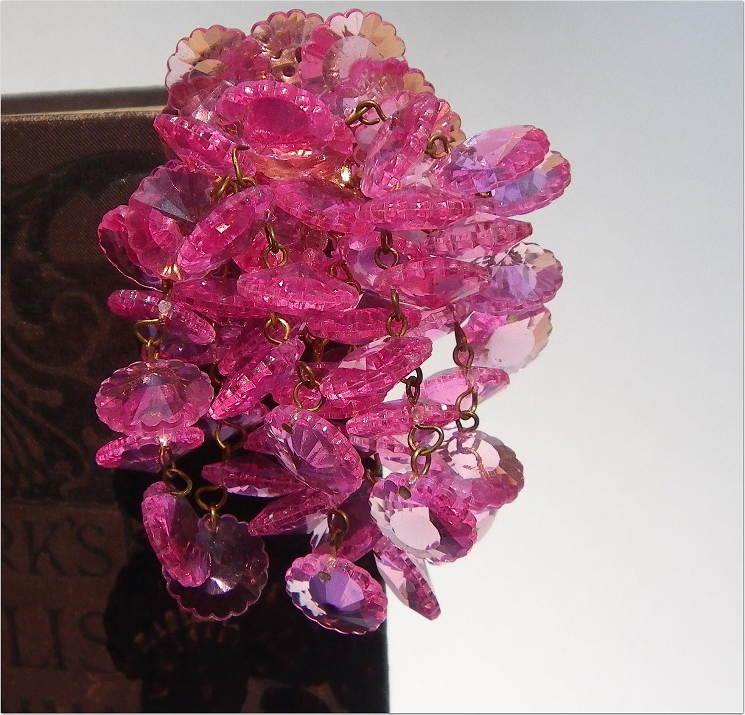 PINK LUCITE BROOCH Atomic Waterfall Design Plastic - Etsy