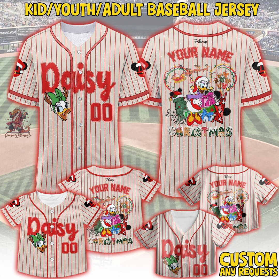 Custom Disney Winter Christmas Daisy Baseball Jersey, Custom Disneyland ...