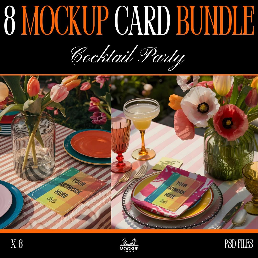 Cocktail Party Card Frame Mockup Bundle / Menu Card Mockup / Photoshop ...