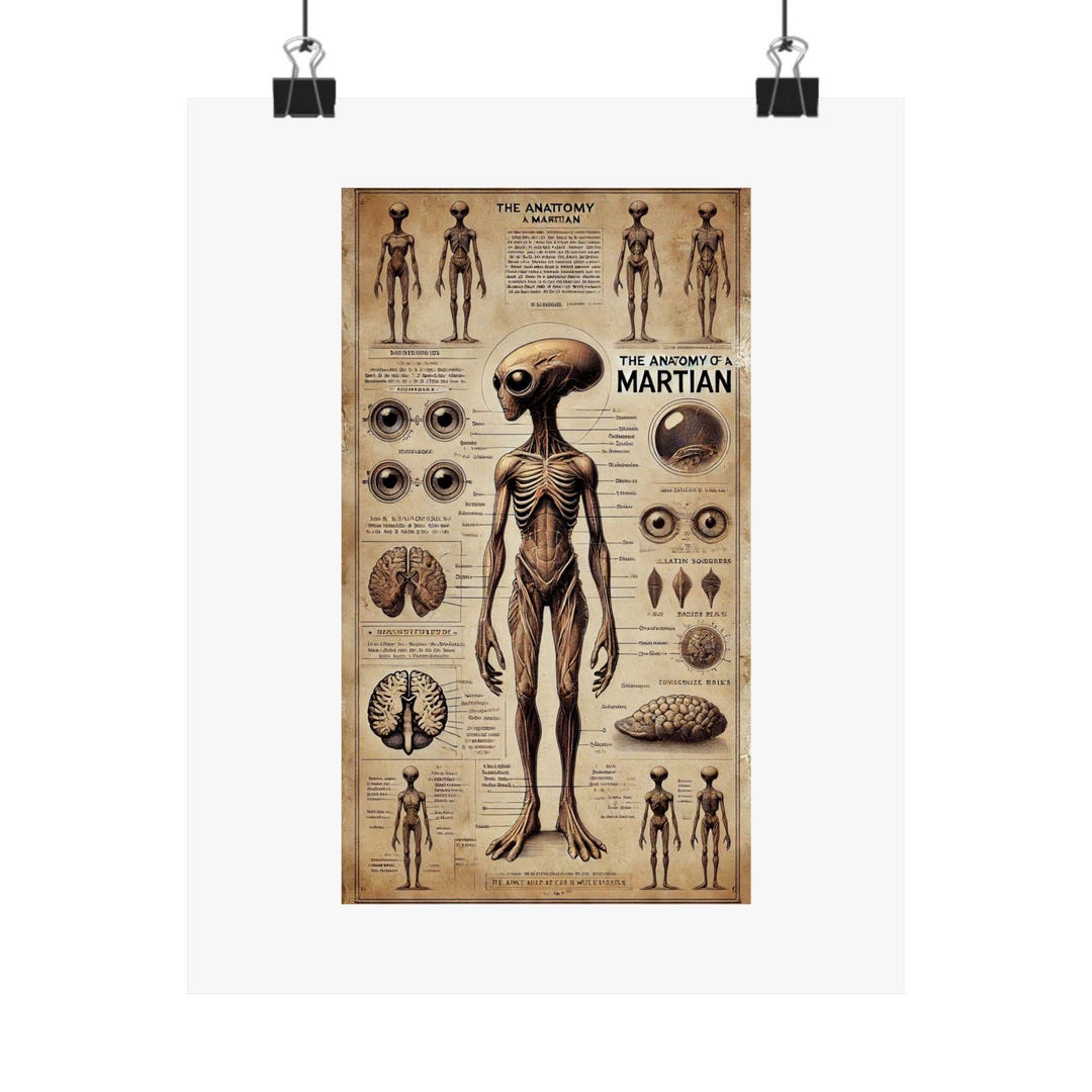 Alien Anatomy Vertical Poster - Sci-fi Wall Decor, Matte Martian Art ...
