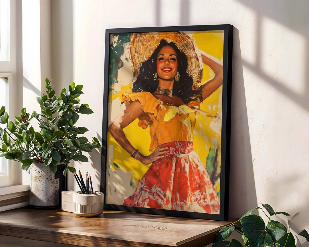 Tropical Vintage Woman Print – 1950s Caribbean Fashion Art, Retro ...