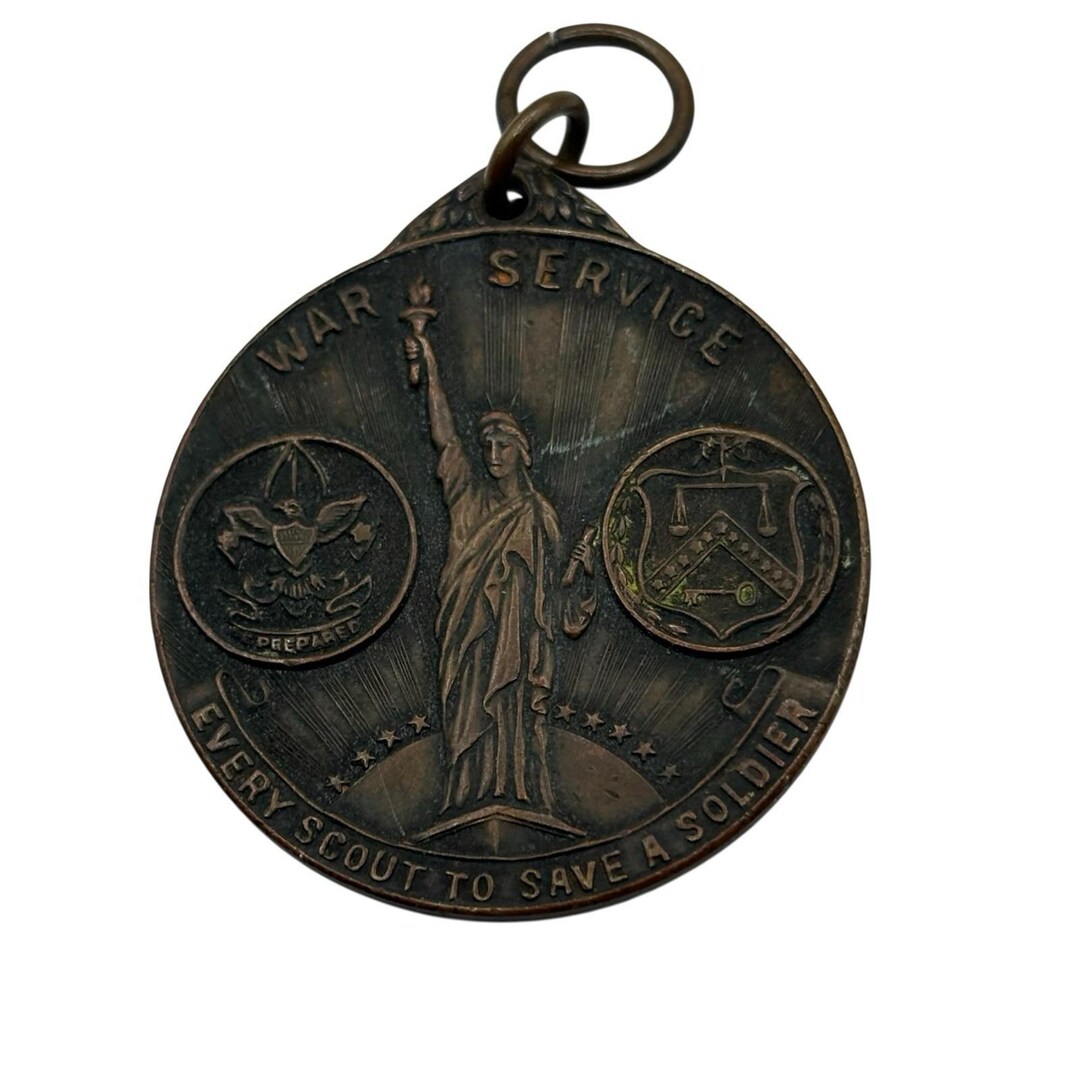 Boy Scout WW1 War Service Medal Fob April 1918 Blank Monogram Antique ...