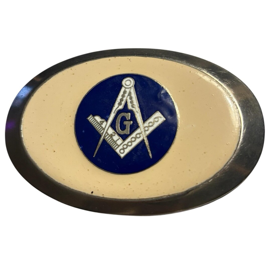 Masonic Belt Buckle Freemason Lodge 421 G Oval Vintage Enamel Silver Tone - Etsy