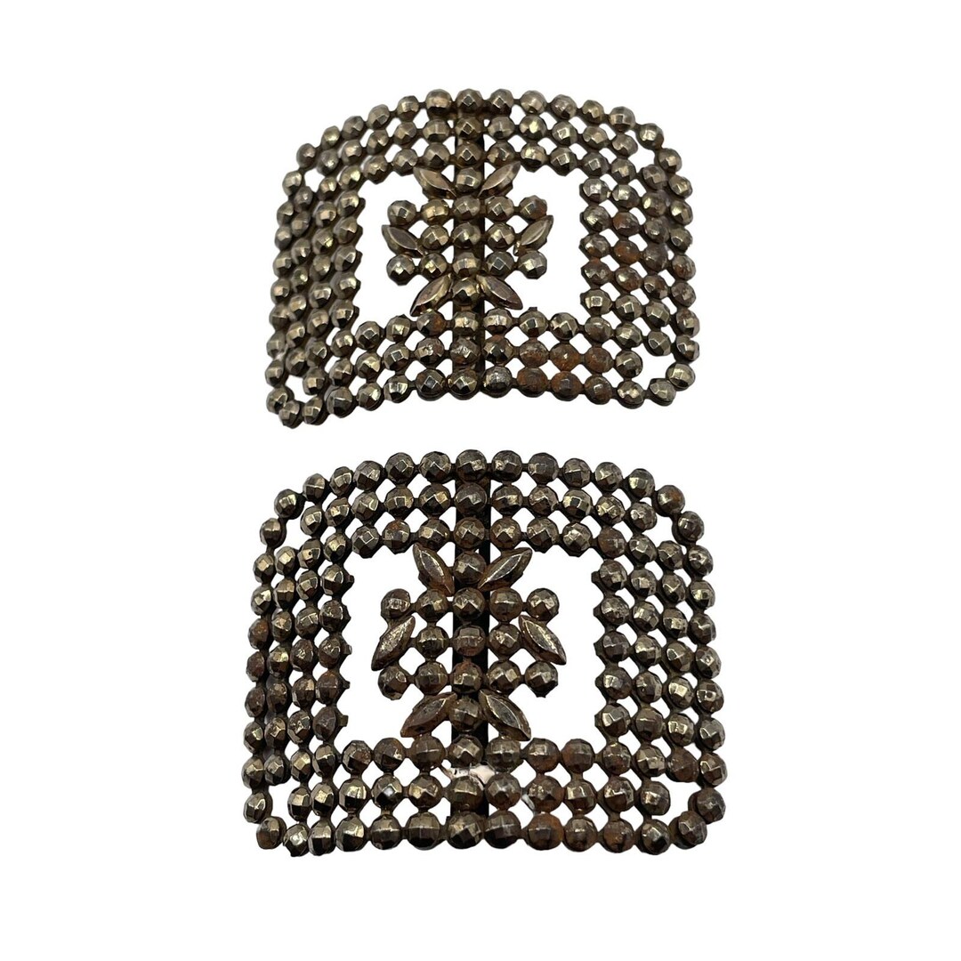 Antique Pair Steel Cut Shoe Buckles Clips Made in France Rustic Some ...