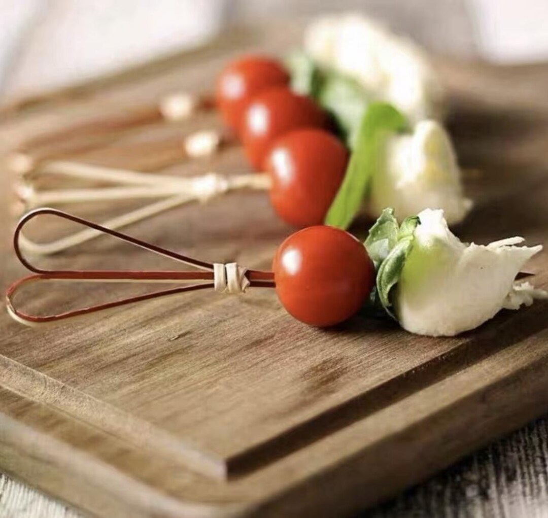 Bamboo Disposable Heart Skewer, Red/black/green Fruit Fork Dessert Pick ...