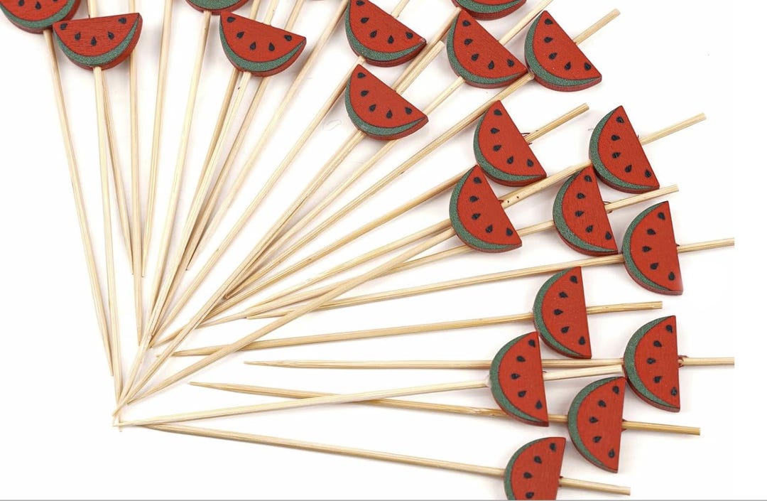 Watermellon Wooden Skewer, Charcuterie Dessert Pick, Cocktail Skewer ...
