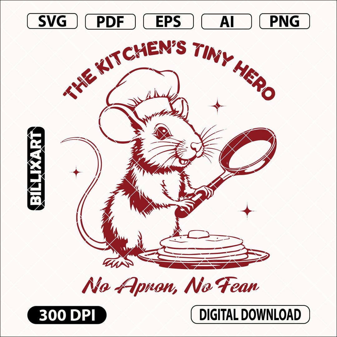 The Kitchen’s Tiny Hero SVG, Rat Chef Flipping Pancake PNG, Rat Cooking ...