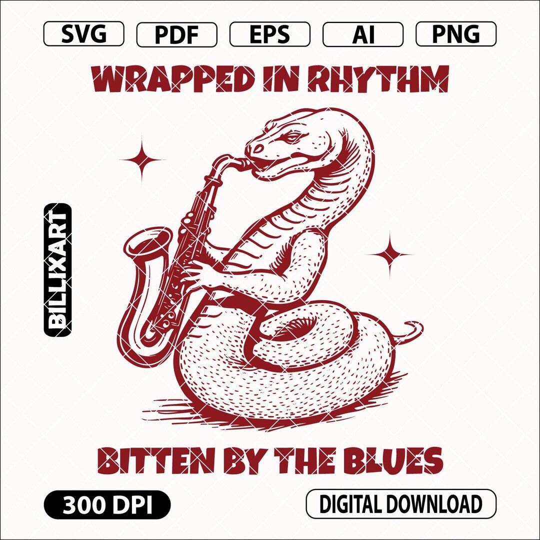 Wrapped in Rhythm Bitten by the Blue SVG Saxophone Playing Snake ...