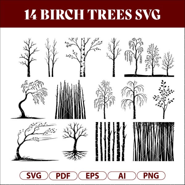 Sketched Birch Trees - Etsy
