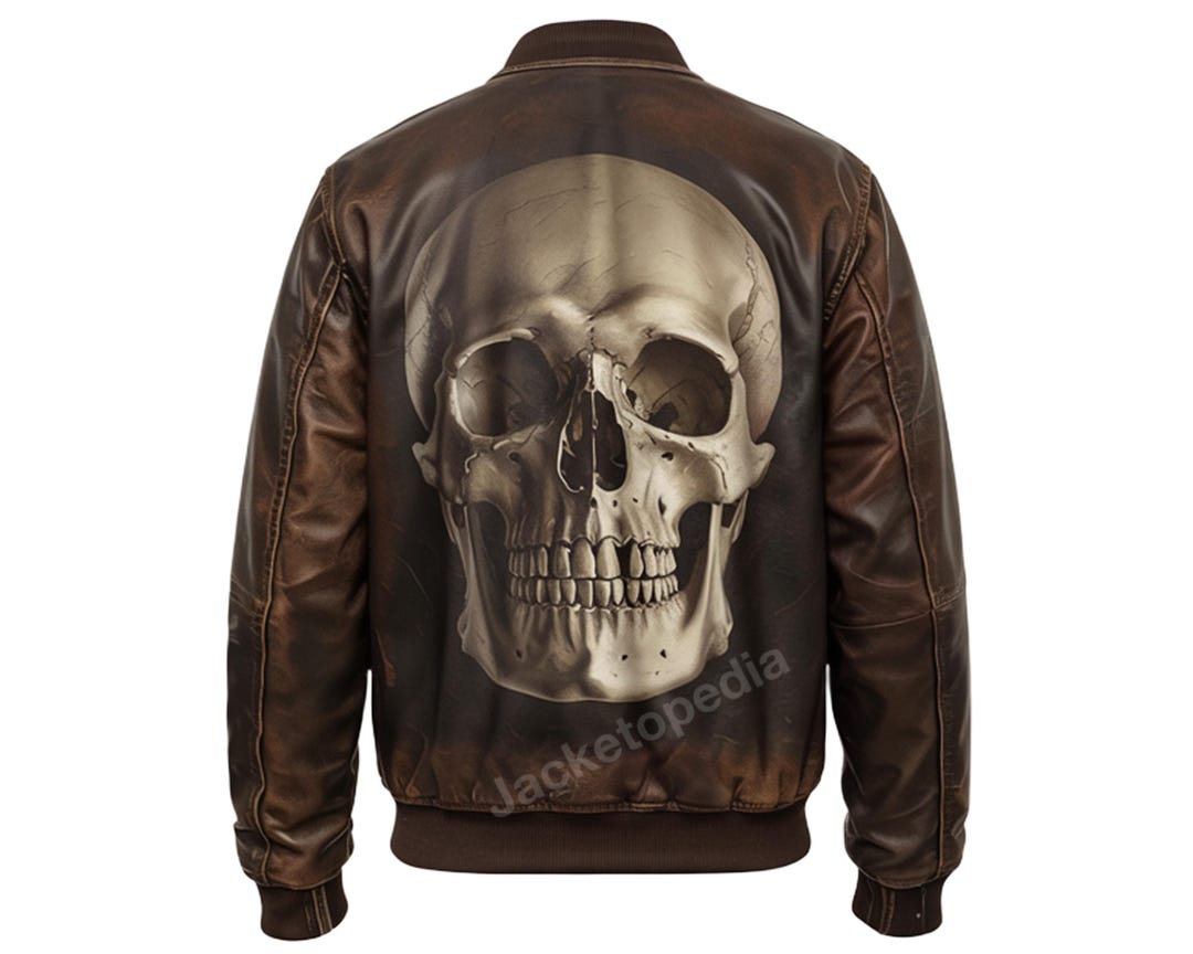 Men’s Halloween Skull Leather Jacket – Scary Bomber Style With ...