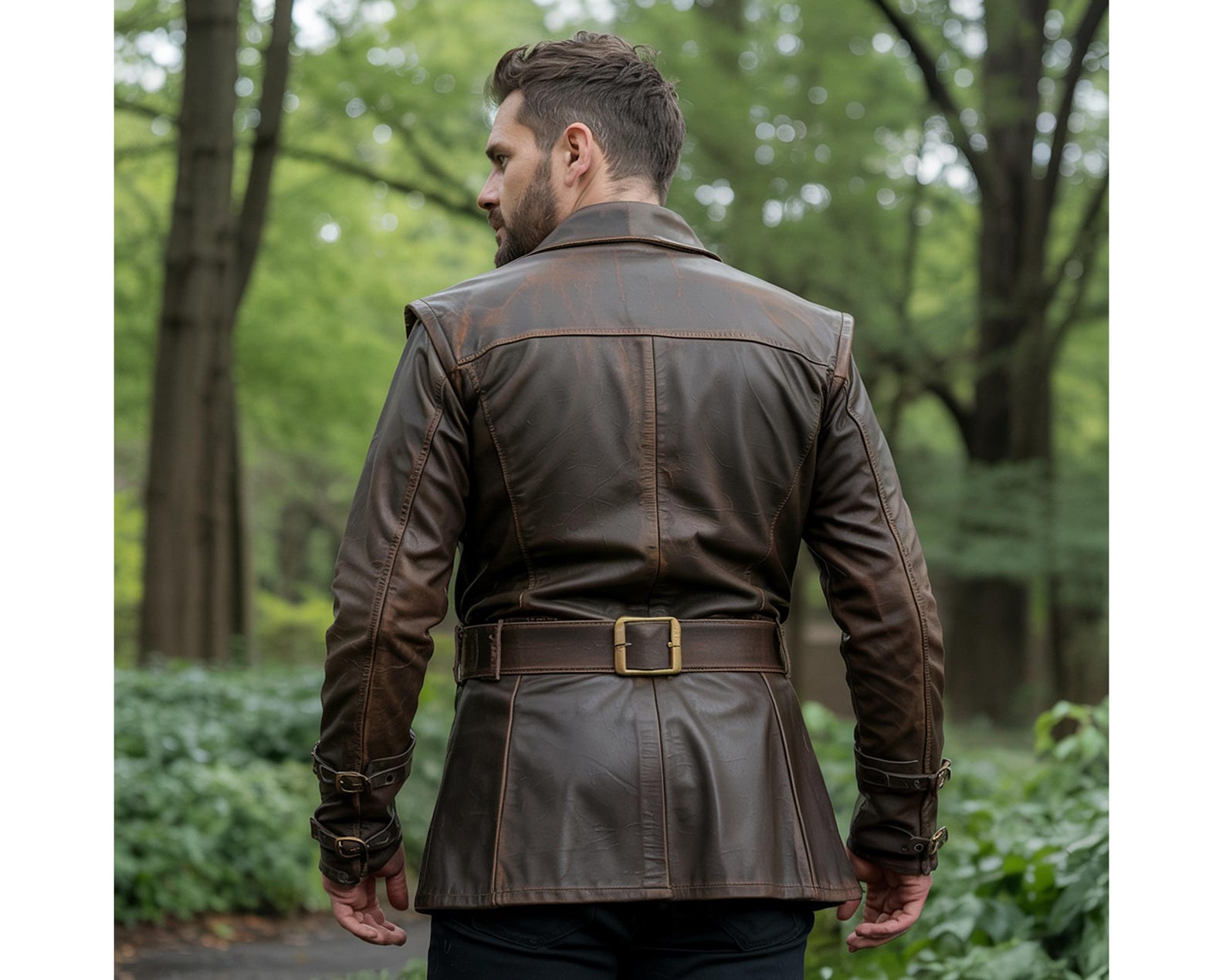 Men's Medieval Leather Jacket - Renaissance Cosplay Costume With Belt ...