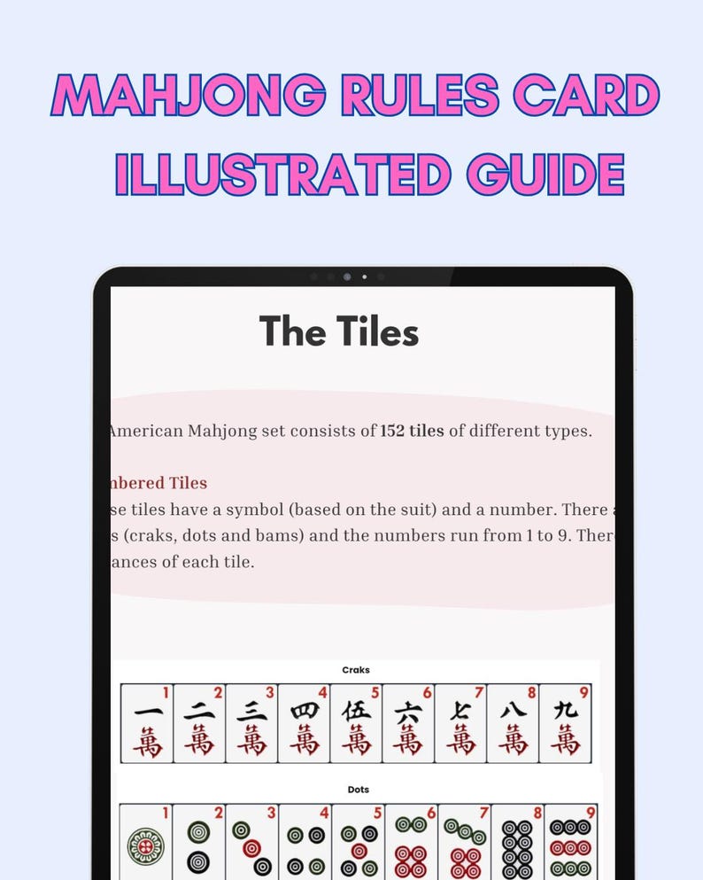 Complete Printable Mahjong Rules - Illustrated Guide - Etsy