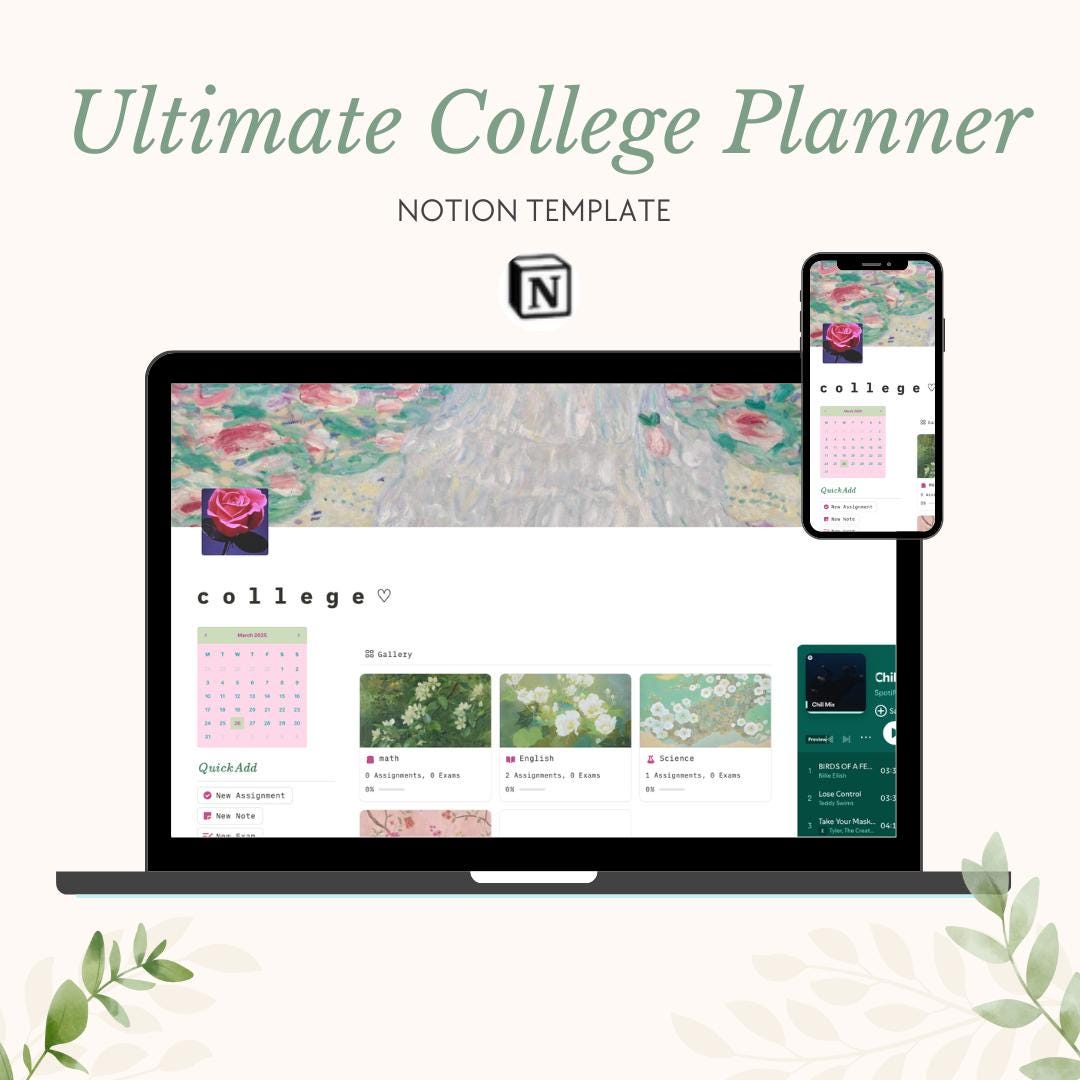 Ultimate College Notion Template - Etsy
