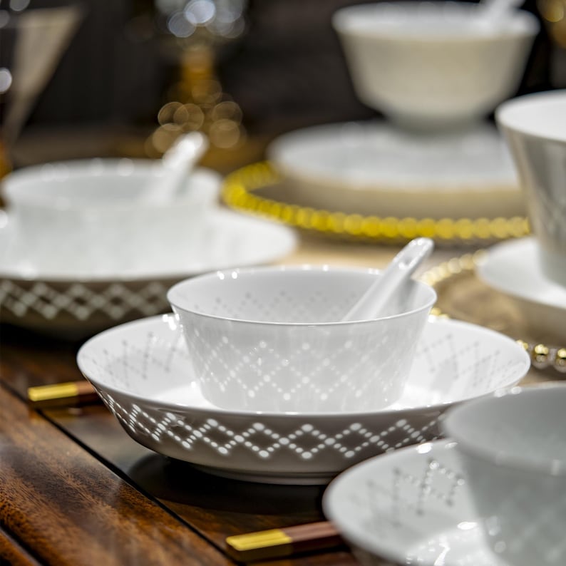 Personalized Jingdezhen Linglong Porcelain Dinnerware Set, 2-person ...
