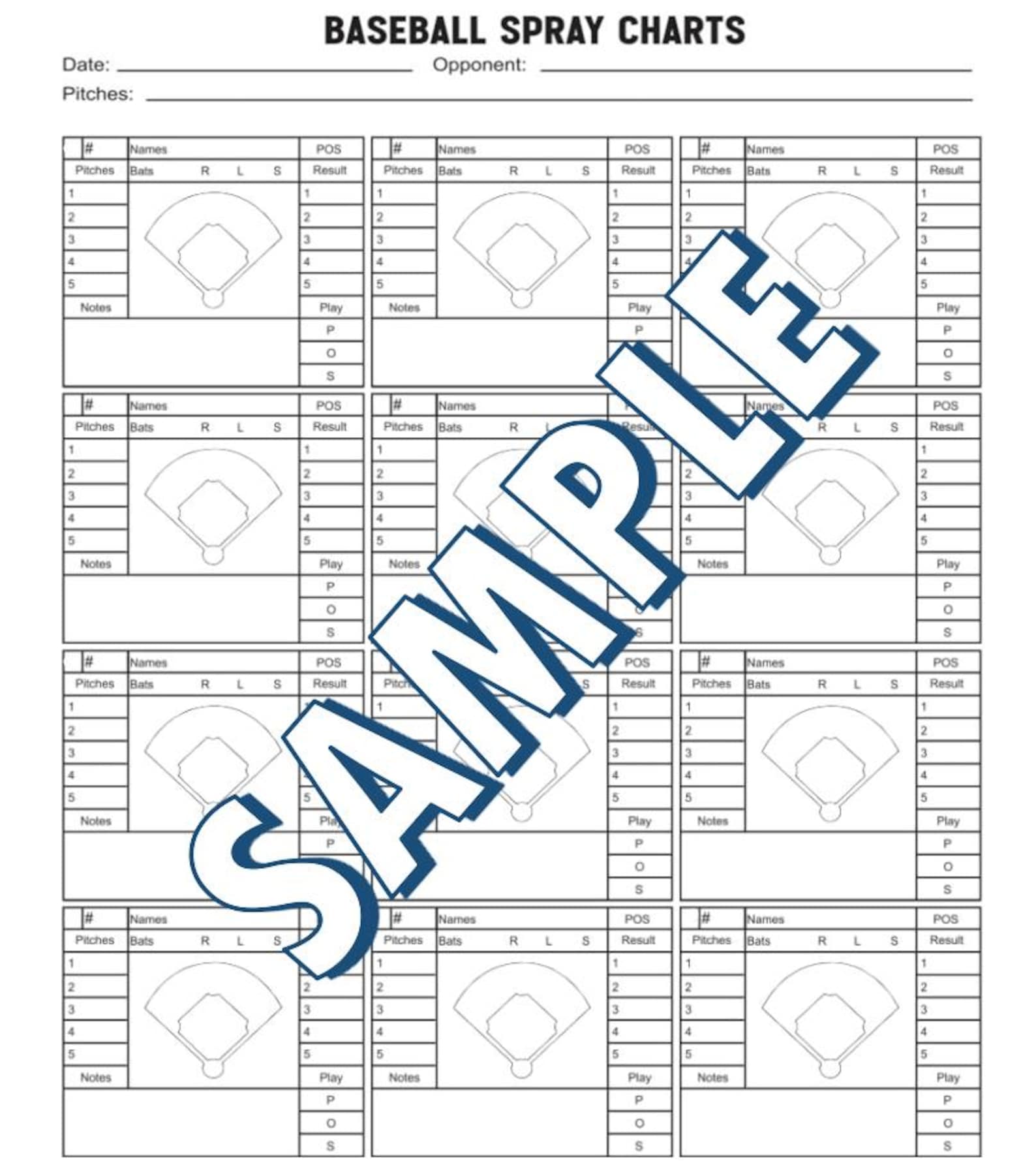 Baseball Spray Chart: Printable Charts for Mapping Hitters' Tendencies ...