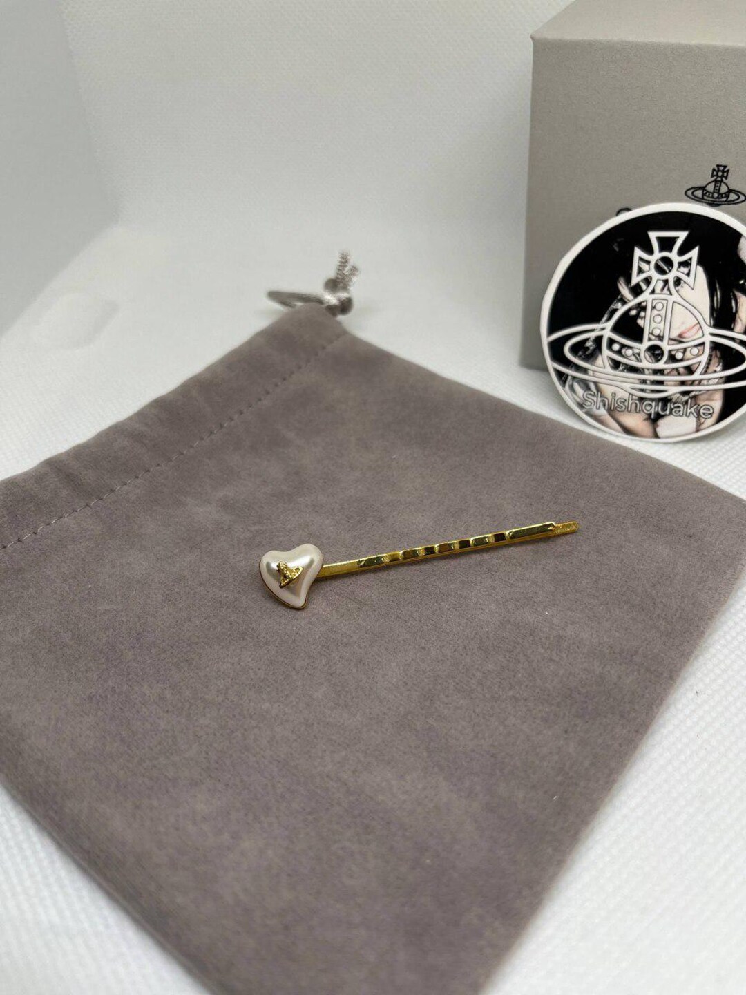 Vivienne Westwood Petra Bobby Pin Gold Heart Hair Clip With Orb Logo ...