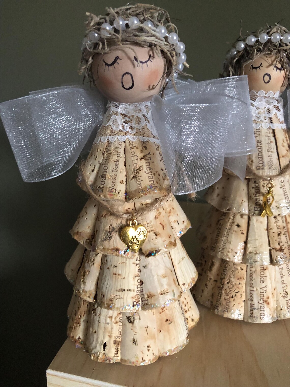 Handmade Wine Cork Angel: Holiday Ornament With Ribbon Wings - Etsy