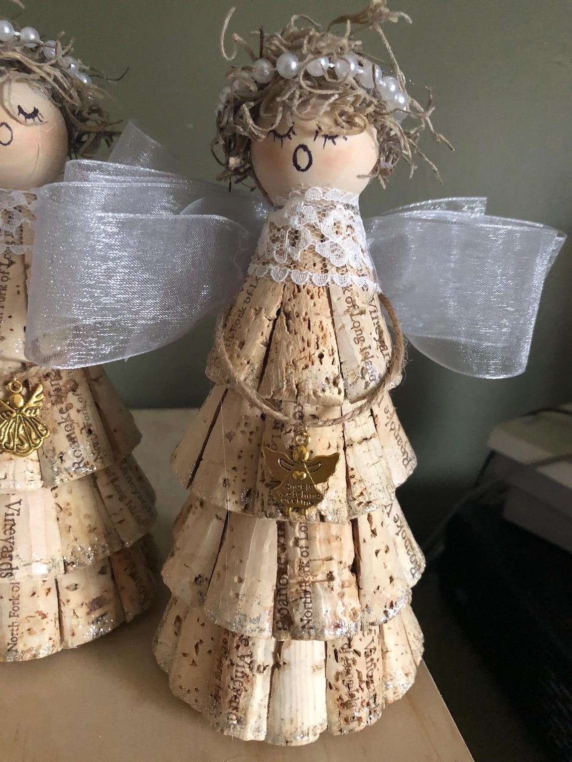 Wine Cork Angels, Handmade Wine Cork Angel Crafts, Unique Gift for the ...