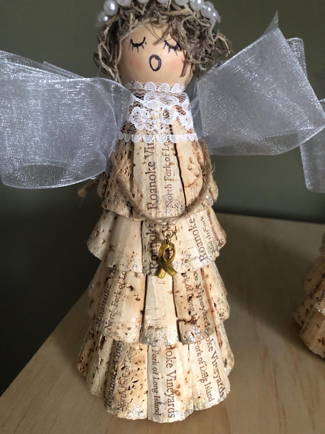 Handmade Wine Cork Angel: Holiday Ornament With Ribbon Wings - Etsy