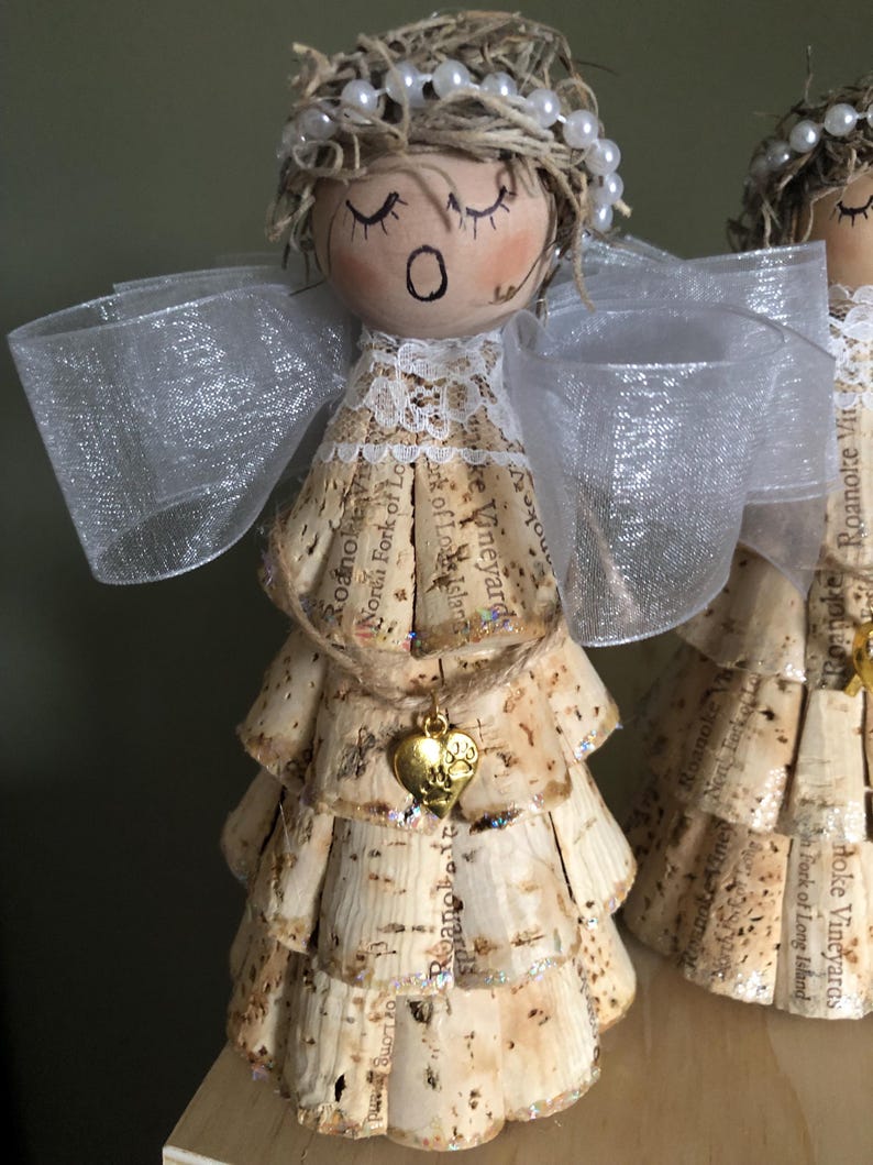 Handmade Wine Cork Angel: Holiday Ornament With Ribbon Wings - Etsy