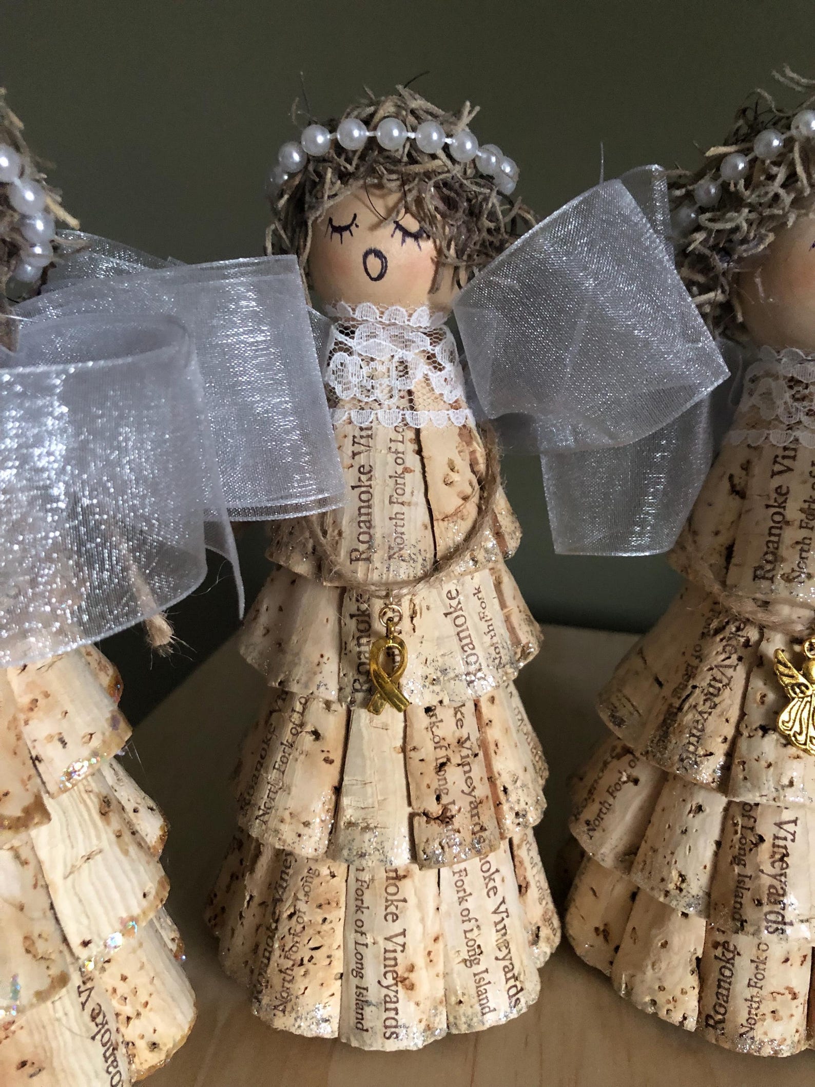 Handmade Wine Cork Angel: Holiday Ornament With Ribbon Wings - Etsy