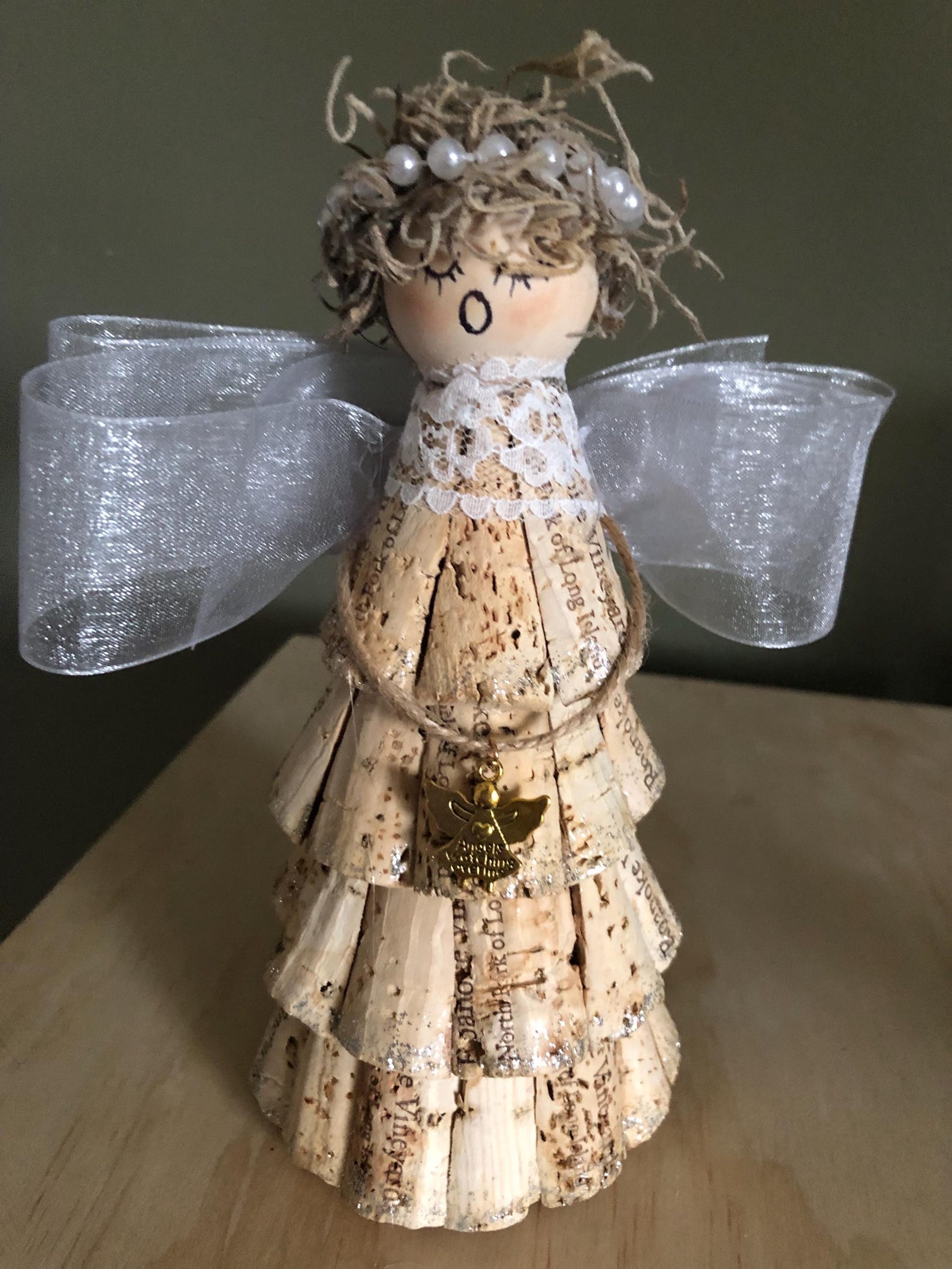 Handmade Wine Cork Angel: Holiday Ornament With Ribbon Wings - Etsy