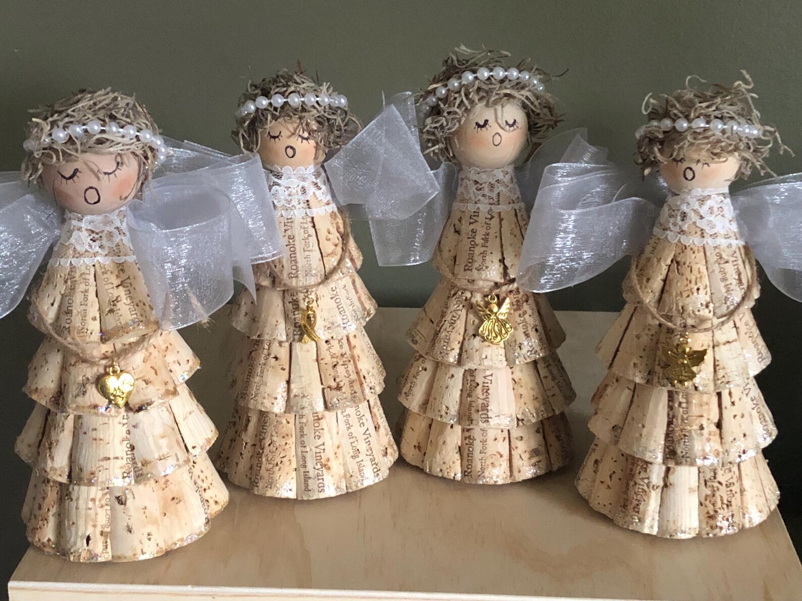 Handmade Wine Cork Angel: Holiday Ornament With Ribbon Wings - Etsy