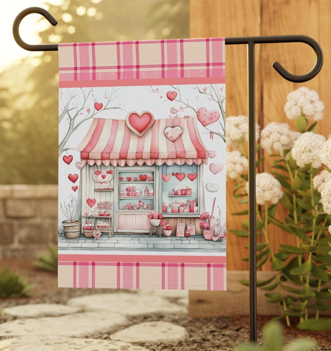Valentine's Day Garden Flag: Heart Bakery Design, Outdoor Decor - Etsy