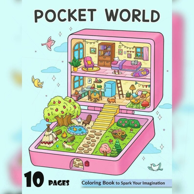 Pocket World: Cute Relaxation Coloring Book by Coco Wyo Instant Digital ...