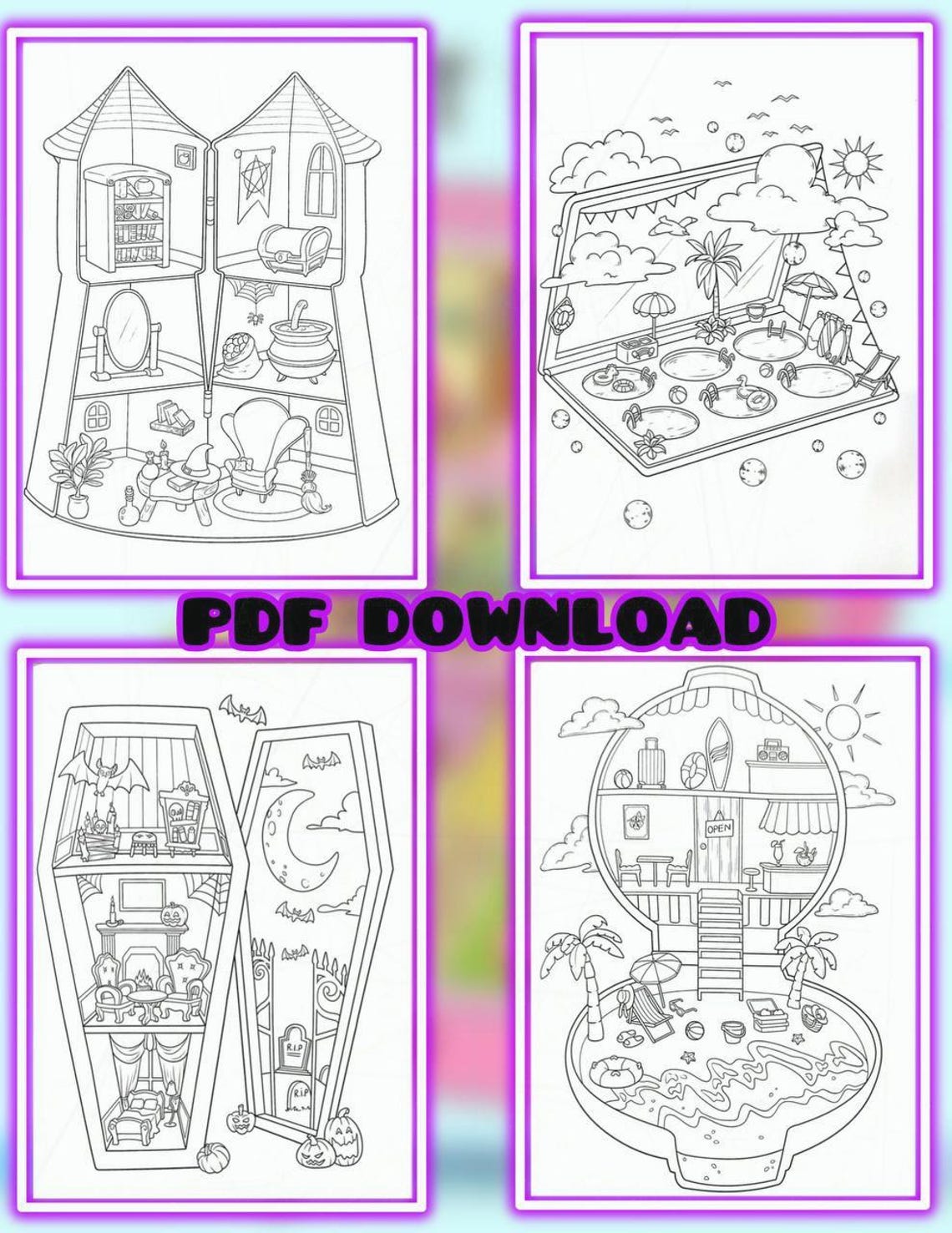 Pocket World: Cute Relaxation Coloring Book by Coco Wyo Instant Digital ...