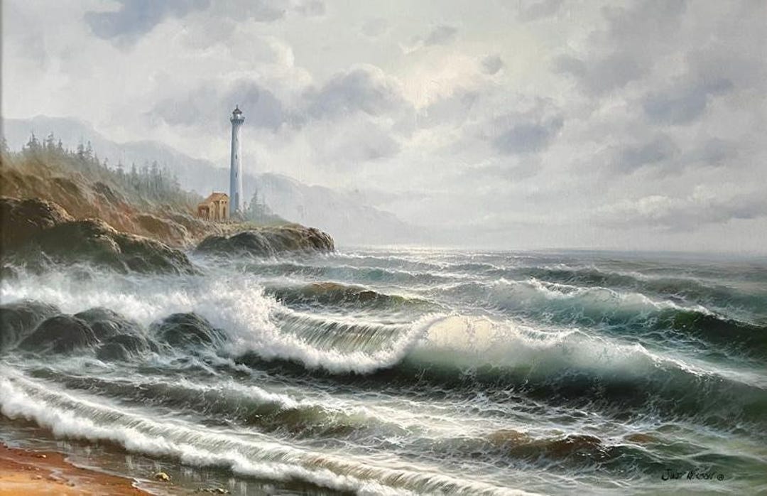 June Nelson Seascape Oil Painting – 36x24 Coastal Wall Art (canvas Only ...