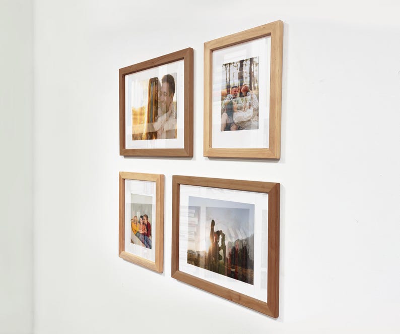 Staircase Gallery Wall Set – Rustic Wood Frames With Mat, Hallway Photo ...
