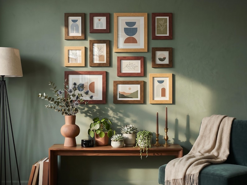 Wooden Gallery Wall Frame Set – 11 Piece Mixed Size Picture Frames for ...