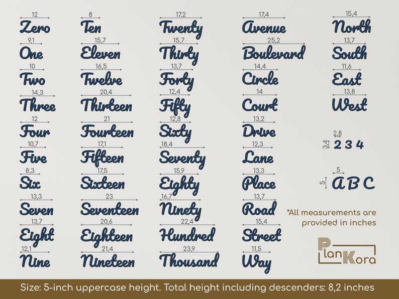 Custom Cursive Address Sign – Modern House Numbers Script, Mid Century ...