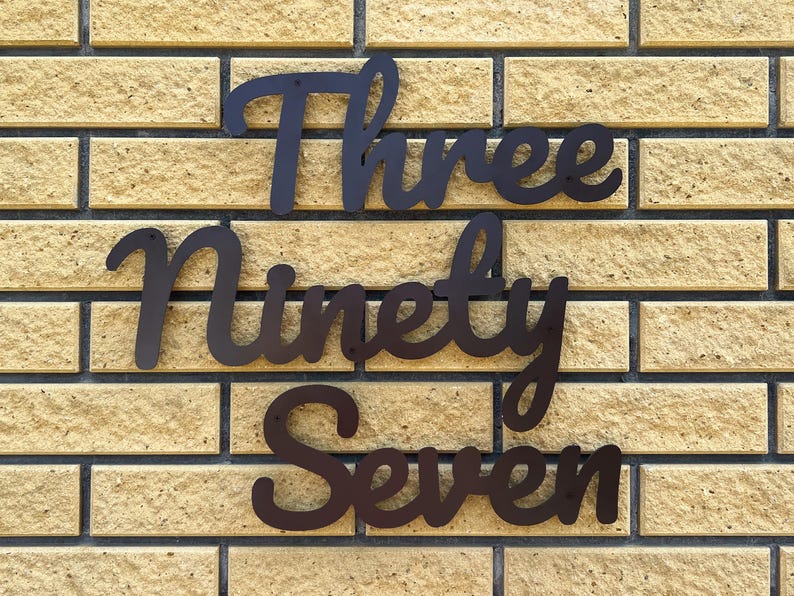 Custom Cursive Address Sign – Modern House Numbers Script, Mid Century ...