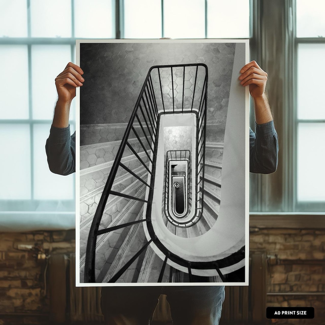 Mesmerizing Endless Spiral Staircase Print: Modern Architectural ...