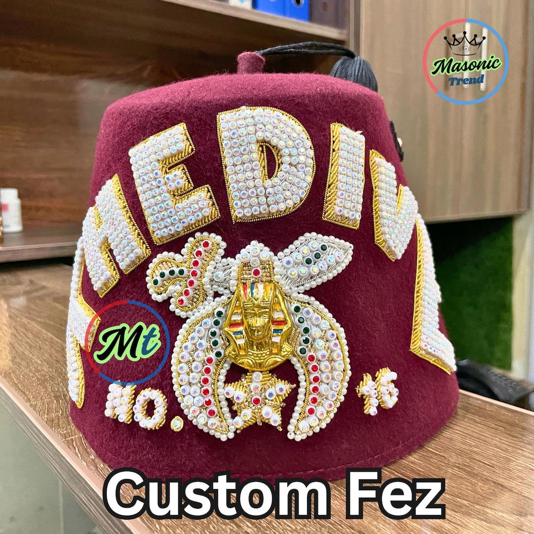 Masonic Shriners Fez Custom Temple Name in Hand Embroidery With ...
