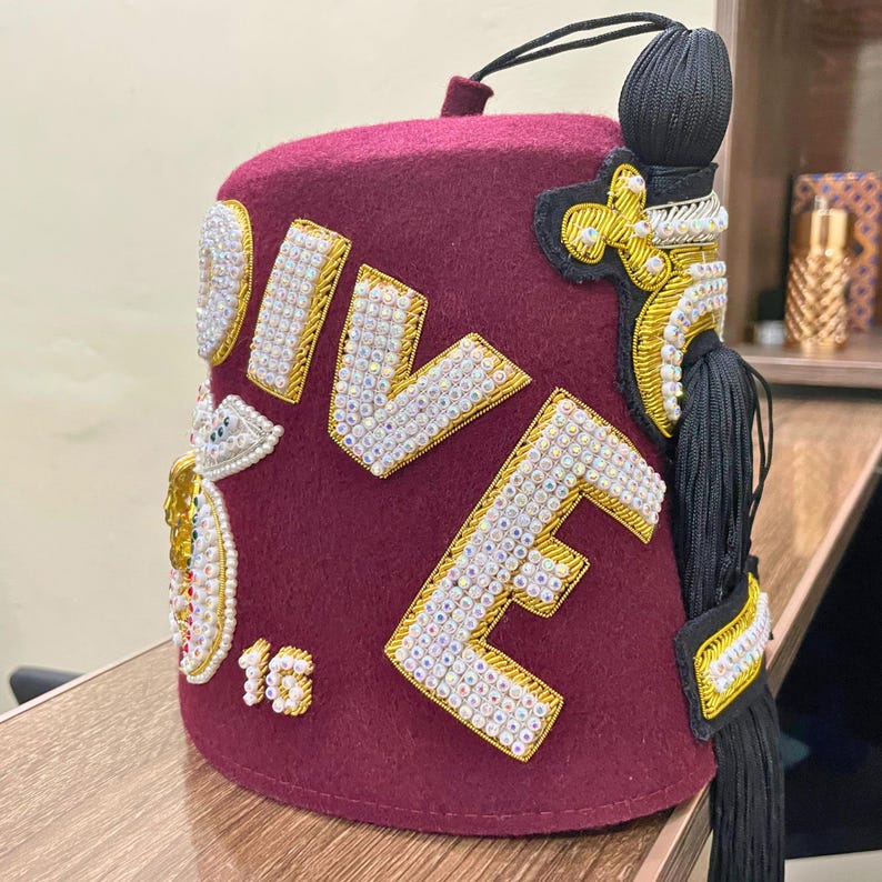 Masonic Shriners Fez Custom Temple Name in Hand Embroidery With ...