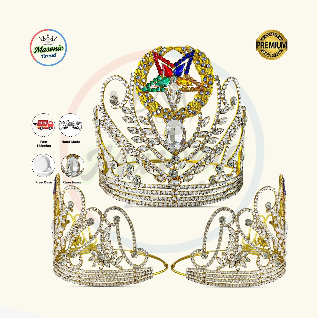 OES Crown, Masonic Freemason Order of Eastern Star Crown With Wreath ...