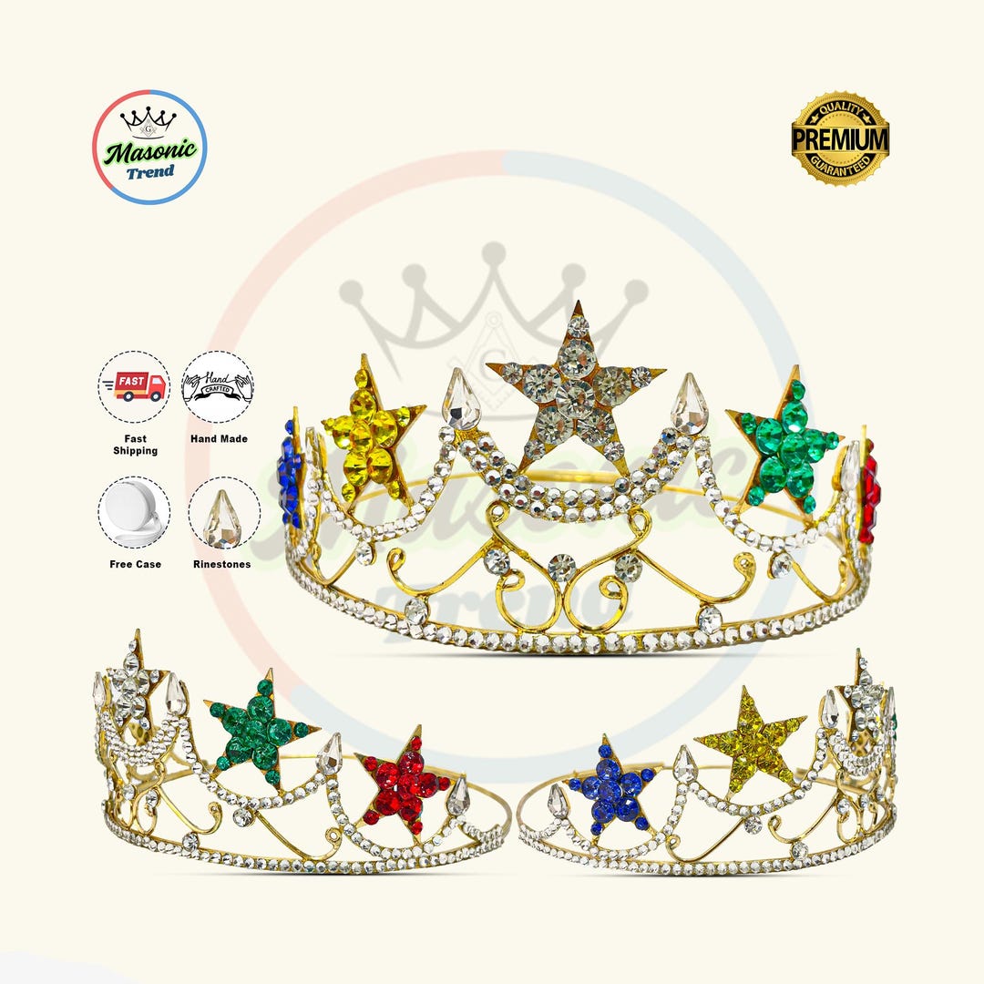 OES Five Stars Crown, Order of Eastern Star Latest Style Crown in Gold ...