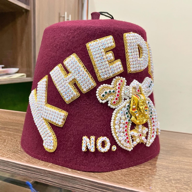 Masonic Shriners Fez Custom Temple Name in Hand Embroidery With ...