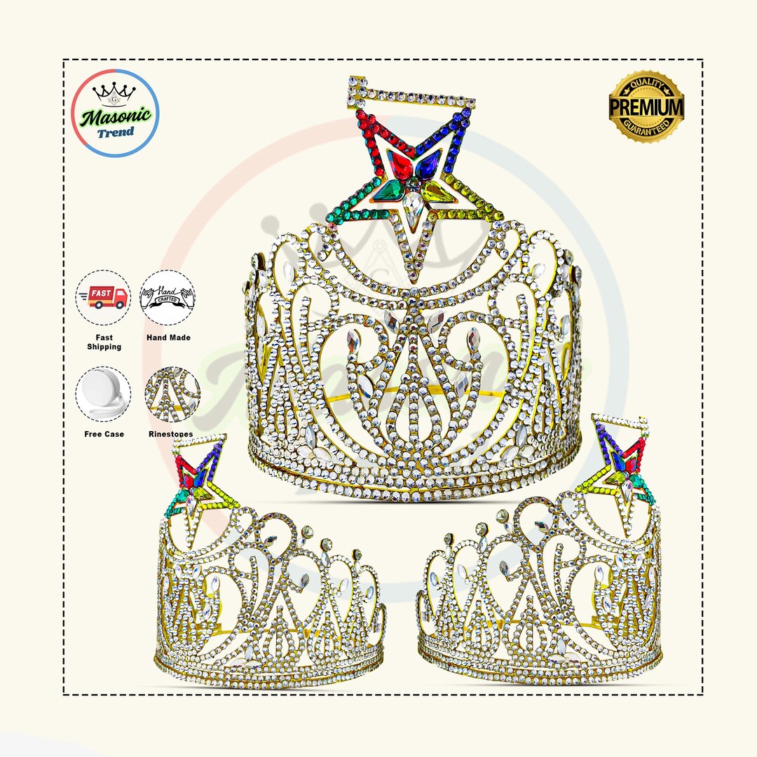 Masonic Freemason Order of Eastern Star Crown Gold Tone New Design ...